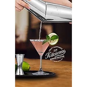 KITESSENSU Boston Cocktail Shaker Set, 4-Piece Boston Shaker Tins Bartender Kit with 18oz & 28oz Mixed Drink Shaker, Hawthorne Strainer, Double Measuring Jigger, Cocktail Recipe Cards Included