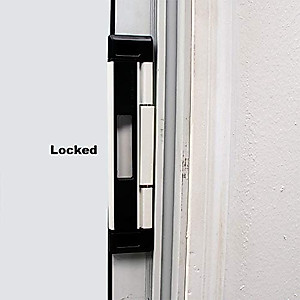 Prime-Line U 11037 Patio Door Deadbolt Lock, 8 In. Overall Height, Steel Bar, Surface (1 Kit), White/Black