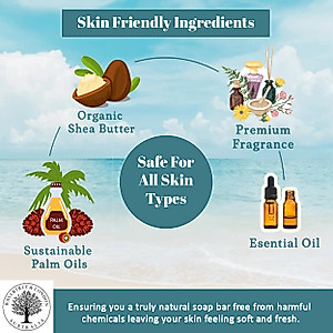 Wavertree & London Beach Scented Natural Soap (2 Bars), 7oz Moisturizing French Triple Milled Soap Bars enriched with shea butter - Pure Plant Oil Bath & Body Soap for All Skin Types