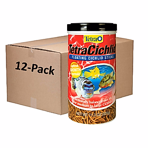 TetraCichlid Floating Cichlid Sticks 11.3 Ounces, Pond Fish Food, Nutritionally Balanced, (Pack of 12)
