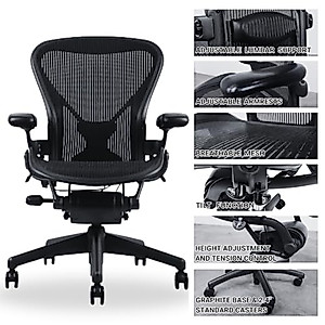 Aeron Herman Miller Office Chair| Rear and Forward Tilt Limiter| Adjustable Arms| Adjustable Posture Fit Back Support| Renewed