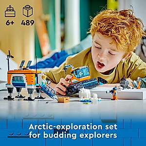 LEGO City Exploration Arctic Explorer Truck and Mobile Lab 60378 Building Set for Ages 6+ with a Tracked Vehicle, Laboratory on Skis, Meteorite, Snow Landscape, 4 Minifigures and 3 Polar Bear Figures