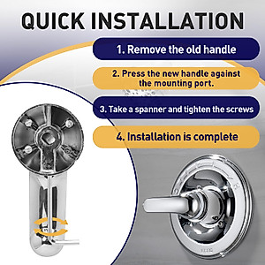 H79 Single Metal Lever Handle Kit - Chrome Finish Compatible with Delta 1300/1400 Series H79 Handle Replacement Part for Delta Tub with Ease- Bathroom Accessories Chrome