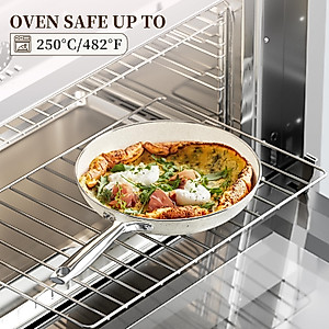 Frying Pan Set with Lids-Beige Nonstick Frying Pan Sets,8 inch,10 inch and 11 inch Skillet Set Egg Omelette Pans,Pan Set for Cooking,Healthy and Non Toxic Kitchen Cooking Set with Stay Cool Handle