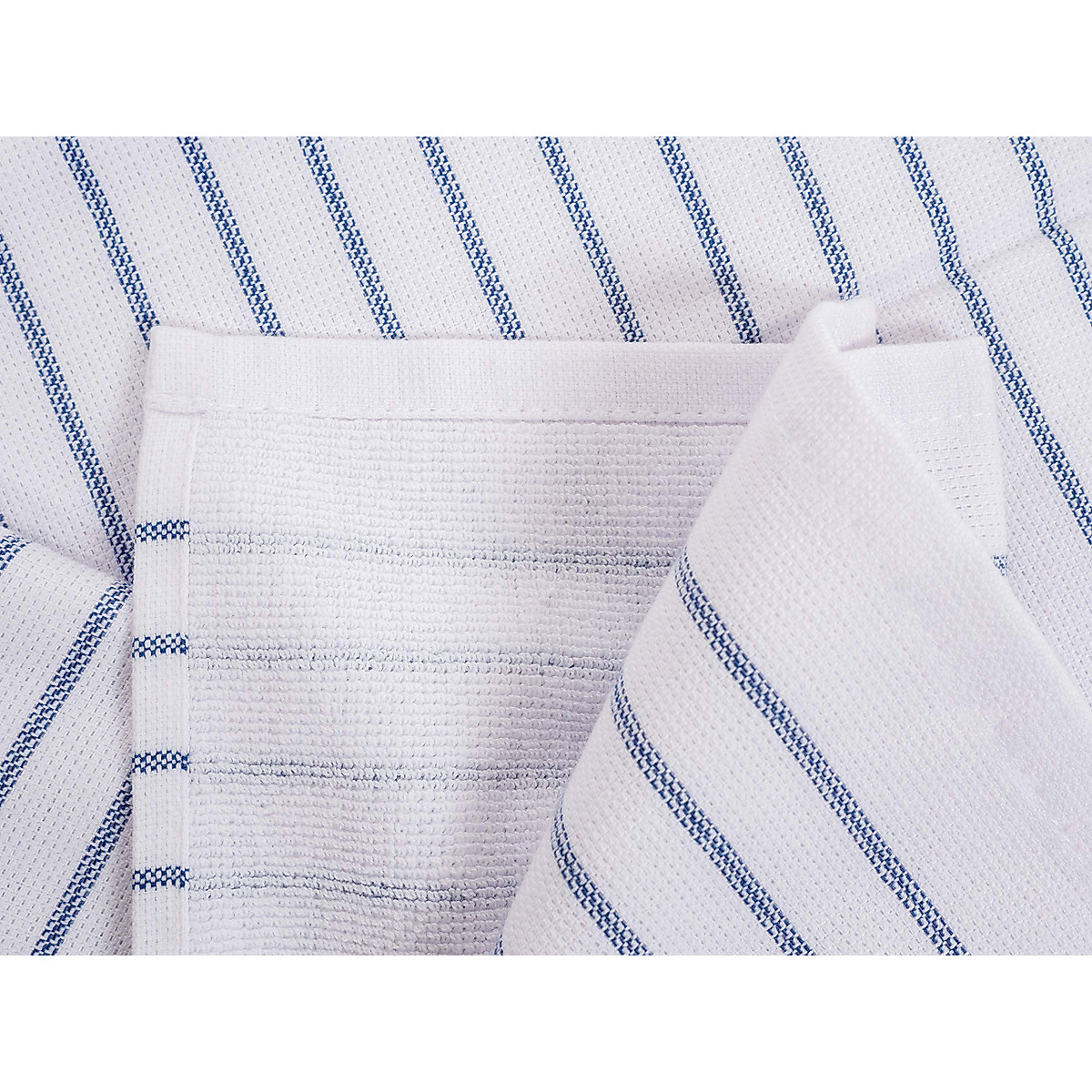 KAF Home Monaco Mixed Yarn Dyed Reversible Terry Dish Towel Set of 6, 100-Percent Egyptian Cotton, 18 x 28-inch Kitchen Towels (Dutch Blue)