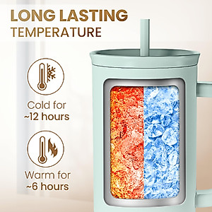 Personalized Monogrammed Tumbler with Handle 40oz, Letter D Tumblers Insulated Coffee Travel Cup, Custom Initial Gift for Women Girls Friends, Monogram Gift for Christmas Birthday Mothers Day