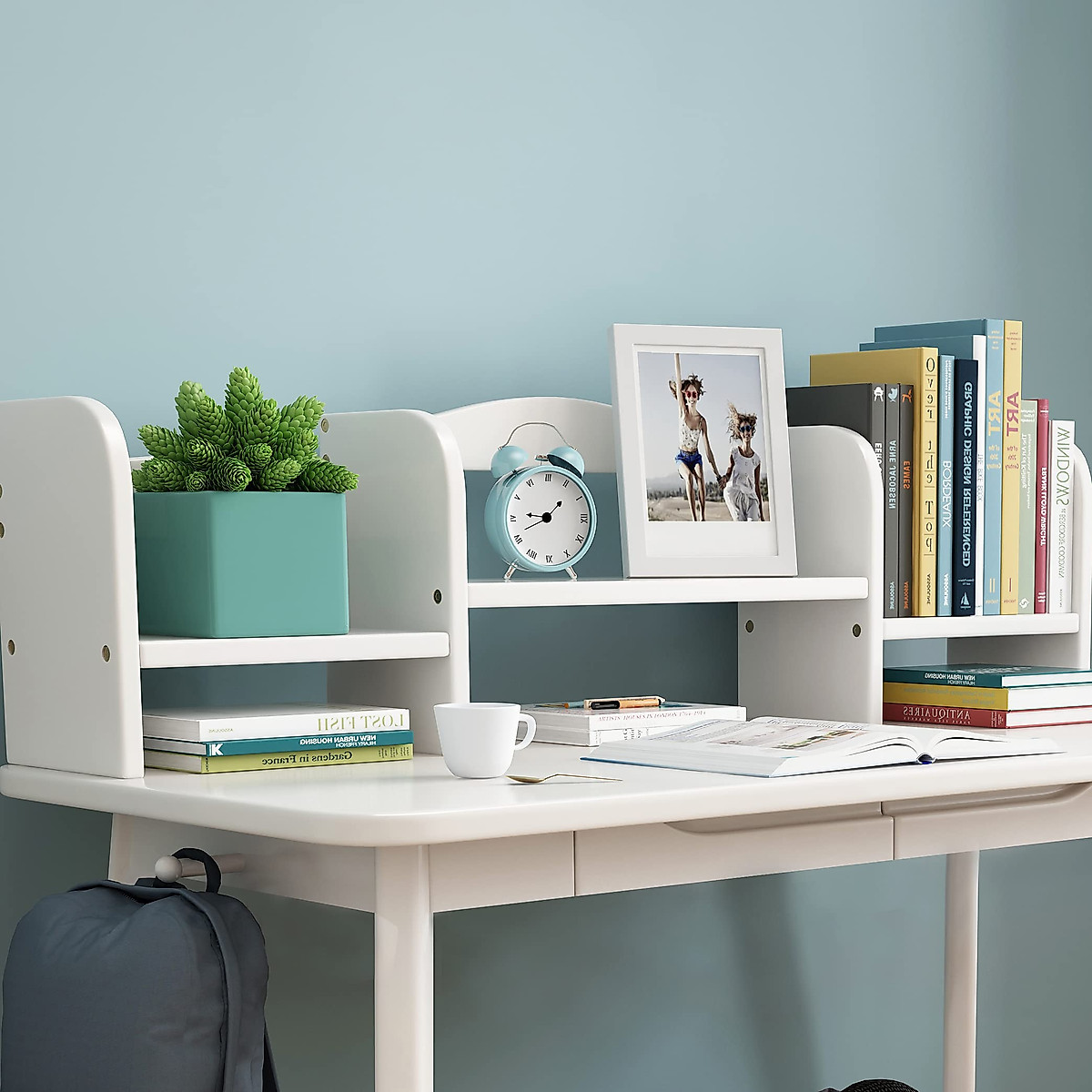 BALANBO Kid's Desk Kid's Table with Drawers and Bookshelf Wooden Kid's Media Desk Student Learning Computer Workstation and Writing Desk (White…