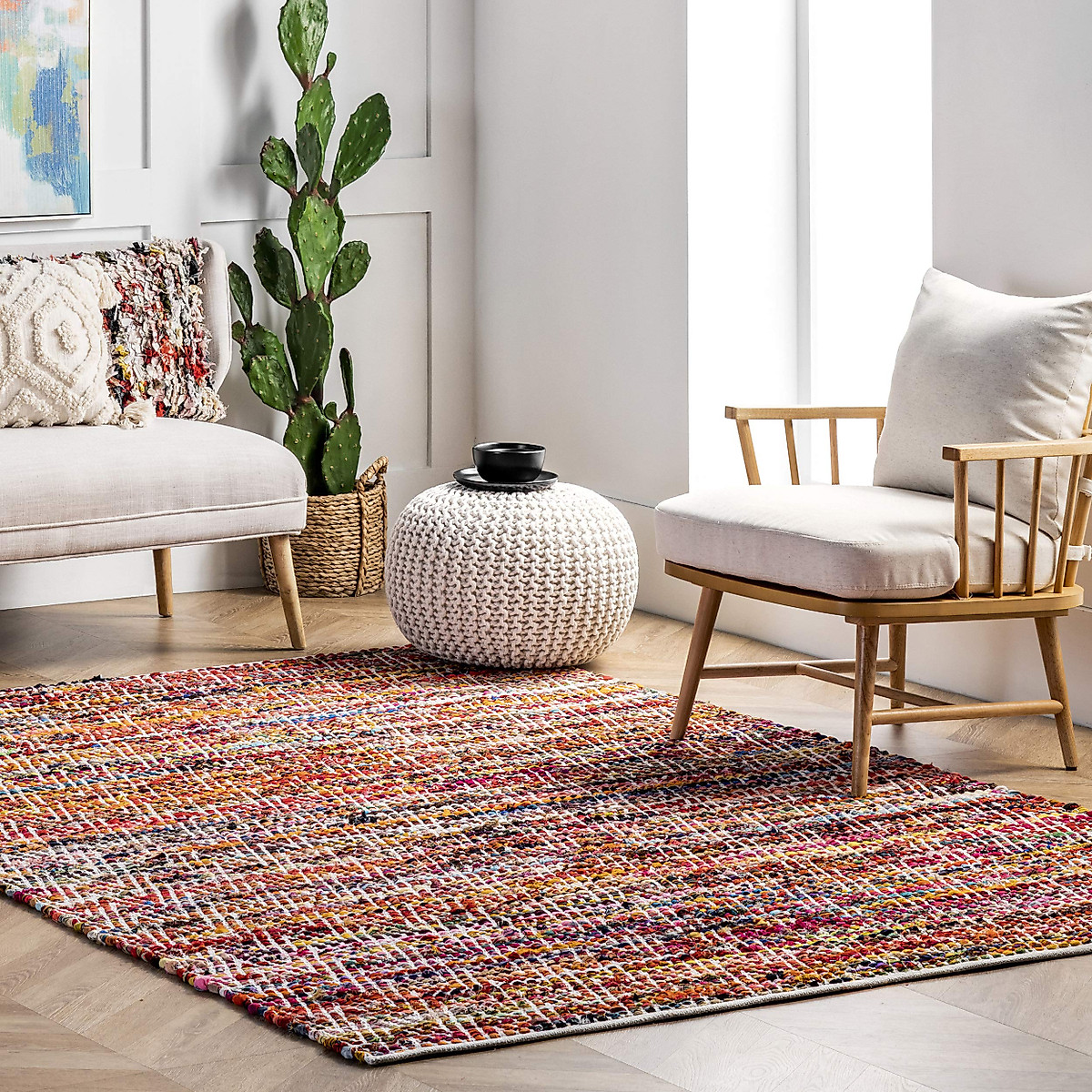 nuLOOM Rochell Handwoven Chevron Area Rug, 5 x 8 ft, Magenta