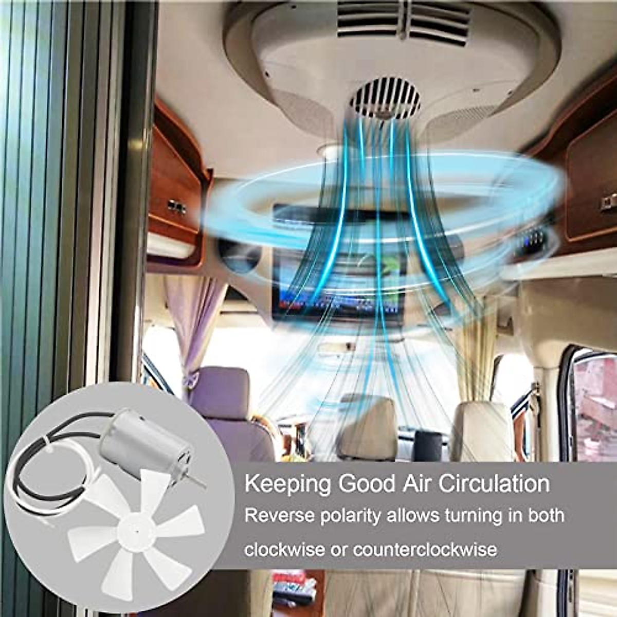 JMELEHW 6 inch RV Vent Fan Blade with 12V D-Shaft Vent Motor, RV Exhaust Fan Compatible with Heng's, Elixir, Ventline, Jensen RV