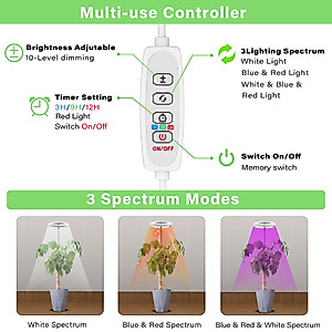 WEEAEEW Grow Light for Indoor Plants, Full Spectrum Plant Lamp 61" LED Tall Halo Grow Lights for Plant with Automatic Timer, 72 LEDs Plant Light Height and Brightness Adjustable