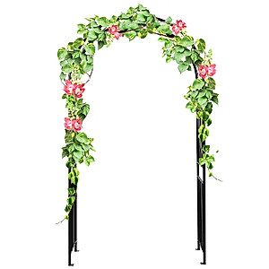 Giantex Garden Arbor, 7.2FT Wedding Arch Garden Trellis with 8 Stakes, Metal Garden Arch for Climbing Plants Vines Rose, Outdoor Archway for Wedding Bridal Party Lawn Decoration, Easy Assembly