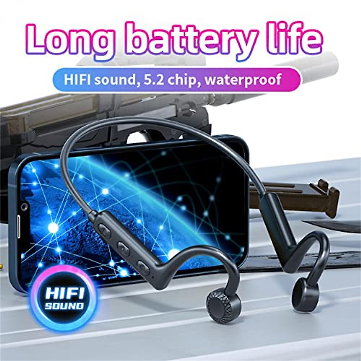 TWIFER Bone Conduction Headset Wireless Bluetooth 5.1 Earphone Waterproof Sports Noise Cancelling Headphone with Microphone for Cycling Yoga Running