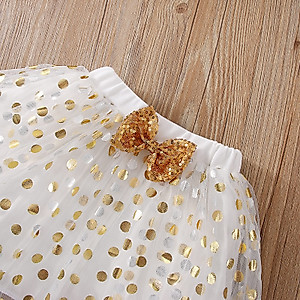 LYQTloml Toddler Kids Baby Girls Birthday Princess Outfits Dress Vest Long Sleeve Shirts Tank Top Dot Mesh Tutu Skirt 2PCS Winter Skirt Set