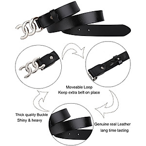 ALAIX Women's Belt Gold/Silver Buckle Belt Black leather belt Fashion Dress Pants Jeans belts for women