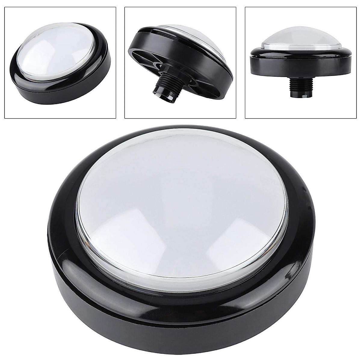 Push Buttons, 100MM LED Light Lamp Big Round Video Game Push Buttons Video Game Player Push Switch for Machine Games with Strong Wear Resistance(White)