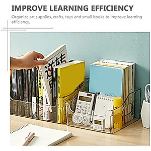 Plastic Bin Storage Organizer Basket Container with Handle for Home Office Kitchen Cabinet Pantry Shelf Organization Holds Notebook Books Food Ligne Collection Clear