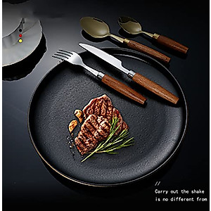 32-Piece Wood Silverware Cutlery Set for 8,Quality Stainless Steel Cutlery Set with Wooden Handle, Modern Tableware Cutlery Set for Home Restaurant Hotel Family Gatherings Mirror Finish