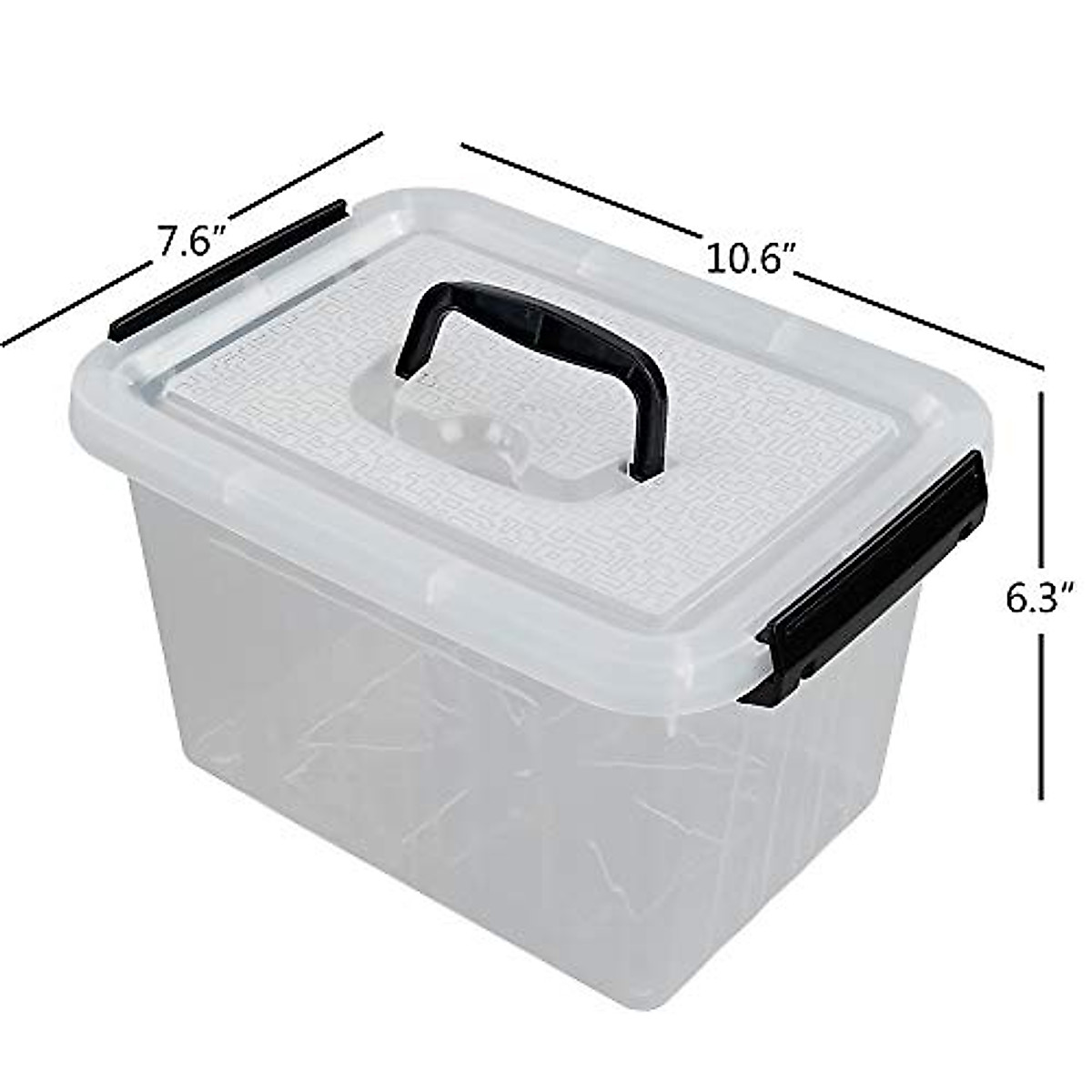 Anbers 6 Quart Clear Plastic Lidded Storage Bins, Latching Box with Handle, 4 Packs