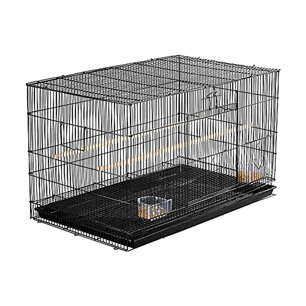 Yaheetech 30-inch Rectangle Stackable Breeding Flight Parakeet Bird Cage for Finches Budgies Cockatiels Conures Lovebirds Canaries Parrots w/Slide-Out Tray, Black