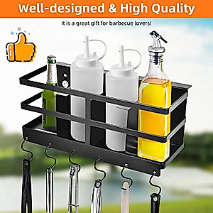 KGDJS Grill Caddy, Upgraded BBQ Caddy Designed for 28"/36" Blackstone Griddles, Removable Griddle Caddy, Space Saving BBQ Accessories Storage Box, Free Drilling Hole & Easy to Install (Black)