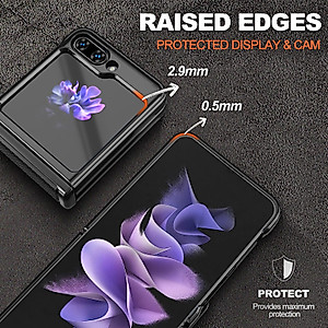 for Samsung Galaxy Z Flip 5 5G Case with Hinge Protection,Slide Camera Cover Heavy Duty Military Drop Cases Ring Kickstand Magnetic Car Mount Shockproof Bumper Phone Case for Galaxy Z Flip 5 5G Black