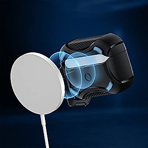 SaharaCase Cyber Armor Case for Apple AirPods Pro 2 (2nd Generation) [Rugged] Full Body Protection Antislip Grip Slim with Keychain - Black