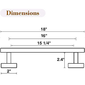 USHOWER 16-Inch Bath Towel Bar, Total Length 18-Inch Brushed Nickel Towel Rack Wall Mounted, SUS304 Stainless Steel Modern Home Decor Towel Holder for Bathroom