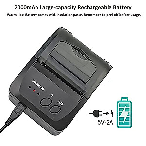 Bluetooth Receipt Printer, 58mm Mini Portable Personal Bill Printer Wireless,Mobile Thermal POS Printer for Small Business, Supports Android/Windows, Not for Square iOS Tablets