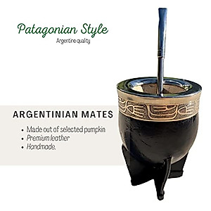 Genérico Mate Imperial Argentino Kit Mate (copa mate) y Bombilla de acero inoxidable, Mate de Calabaza, envuelto Cuero Hecho a Mano, incluye un Packing premium