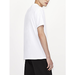 A|X ARMANI EXCHANGE mens Tonal and Contrast Logo Core Crew Neck T Shirt, Quilted Logo White, Medium US