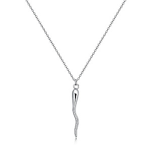 CAROVO Silver Italian Horn Necklace for Women Cornicello Protection Necklace Charm Lucky Talisman Pendant Necklace