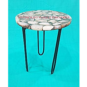 24" Inch Round Brown Grey Agate Coffee Table with Hair Pin Style Metal Base, Agate Table, Stone Coffee Table, Agate Table Top, Agate Round Coffee Table, Agate Side Table Home Decor