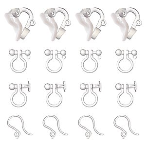 SUNNYCLUE 1 Box 200Pcs 4 Style Plastic Earrings Hooks Clip on Earrings Findings Plastic Earring Converters Clear Non Pierced Earrings Components for Jewelry Making DIY Dangle Earrings Craft Supplies