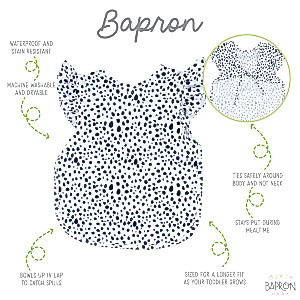 BapronBaby Flutter Organic Dot Bapron - No Neck Tie Safer Bib for Baby & Toddler - Soft Waterproof Stain Resistant - Machine Washable - Sz Baby/Toddler 6m-3T