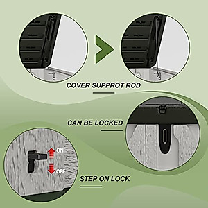 Greesum Outdoor Horizontal Resin Storage Sheds 34 Cu. Ft. Weather Resistant Resin Tool Shed, Extra Large Capacity Weather Resistant Box for Bike, Garbage Cans, Lawnmowe, Without Divider, Grey