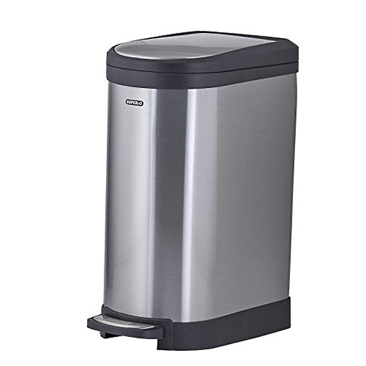 Superio Stainless Steel Garbage Pail-Narrow Small Trash Can with Lid for Bedroom, Bathroom and Office (2.6 Gallon)