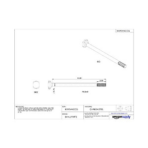 Te-Co 46201 Black Oxide Medium Carbon Steel T-Bolt, 3/8"-16 TPI, 1" Thread Length, 1-1/2" Length, 11/16" x 11/16" x 1/4" Head, 3/8" Table Slot (Pack of 2)