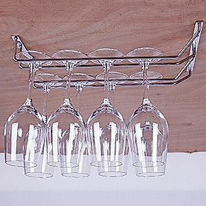 Tuliptown Stainless Steel Wine Glass Hanger Rack, Wall Mounted Wine Rack, Under Cabinet Stemware Rack for Bar or Kitchen Chrome Finish (13 Inch)