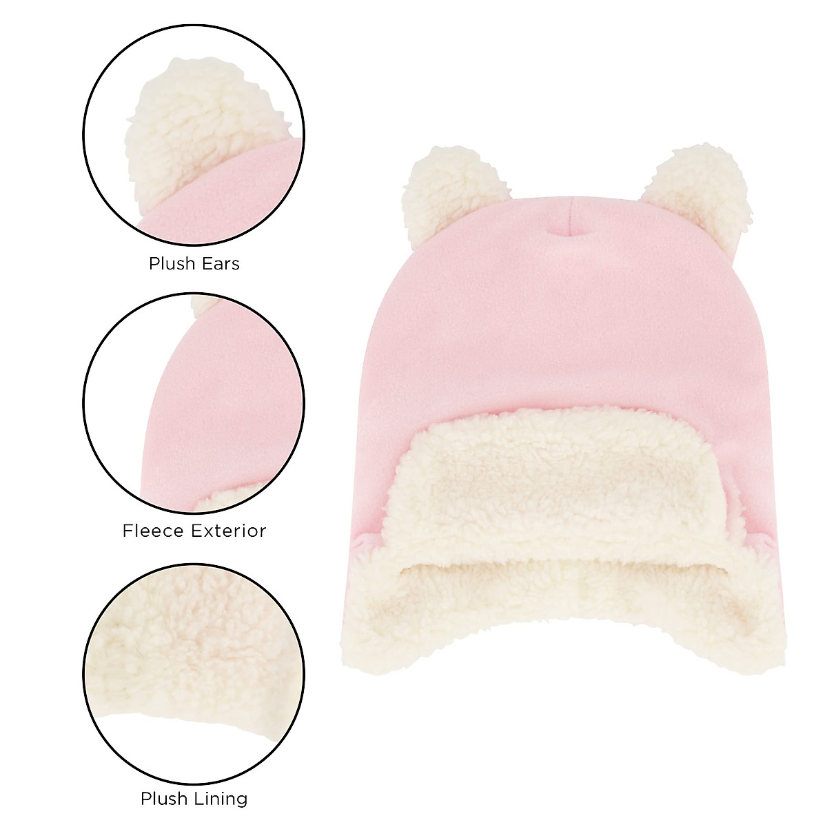 Rising Star Baby Girl's & Boy Infant Winter Mittens Set Sherpa Lined with Earflaps-Newborn Trapper Hat 0-24 Months, Pink