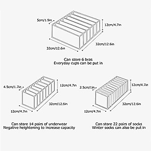 ARTYSHILS Underwear Storage Box Breathable Foldable Multiple Cells Drawer Organizer for Bras Socks Suitable for Storing Towels, T Shirts(6 grids)