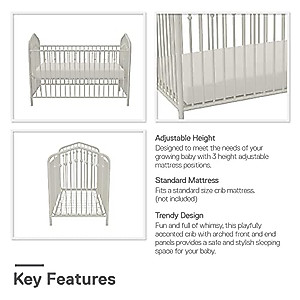 Novogratz Bushwick Metal Crib with Adjustable Mattress Height, Off White