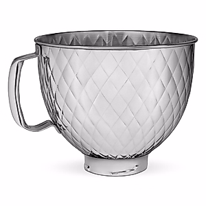 KitchenAid 5 Quart Stainless Steel Bowl for all KitchenAid 4.5-5 Quart Tilt-Head Stand Mixers KSM5SSBQB, Quilted Stainless