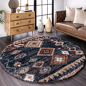 nuLOOM Rosemarie Bohemian Soft Shag Tassel Area Rug, 4' x 6', Blue