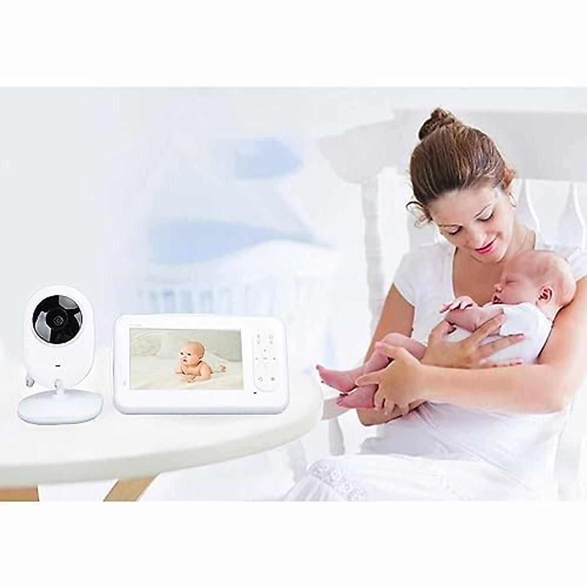 Aoutecen Baby Monitor Camera, Video Baby Monitor 2 Way Talk ABS for Gift (US Plug 110V)