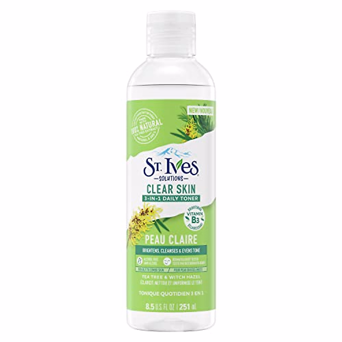 St.Ives Solutions 3-in-1 Face Toner For Combination to Oily and Acne Prone Skin Clear Skin Made with 100 percent Natural Tea Tree Extract, Vitamin B3, Micellar Water Technology, and Witch Hazel 8.5 oz