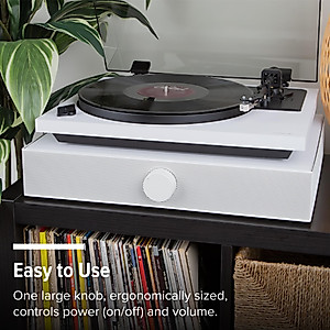 Andover Audio Spinbase Speaker System Designed for Turntables; Phono Input, Bluetooth, aux-in, Bass and Treble Control, ISOGroove Anti-Feedback - (Black)