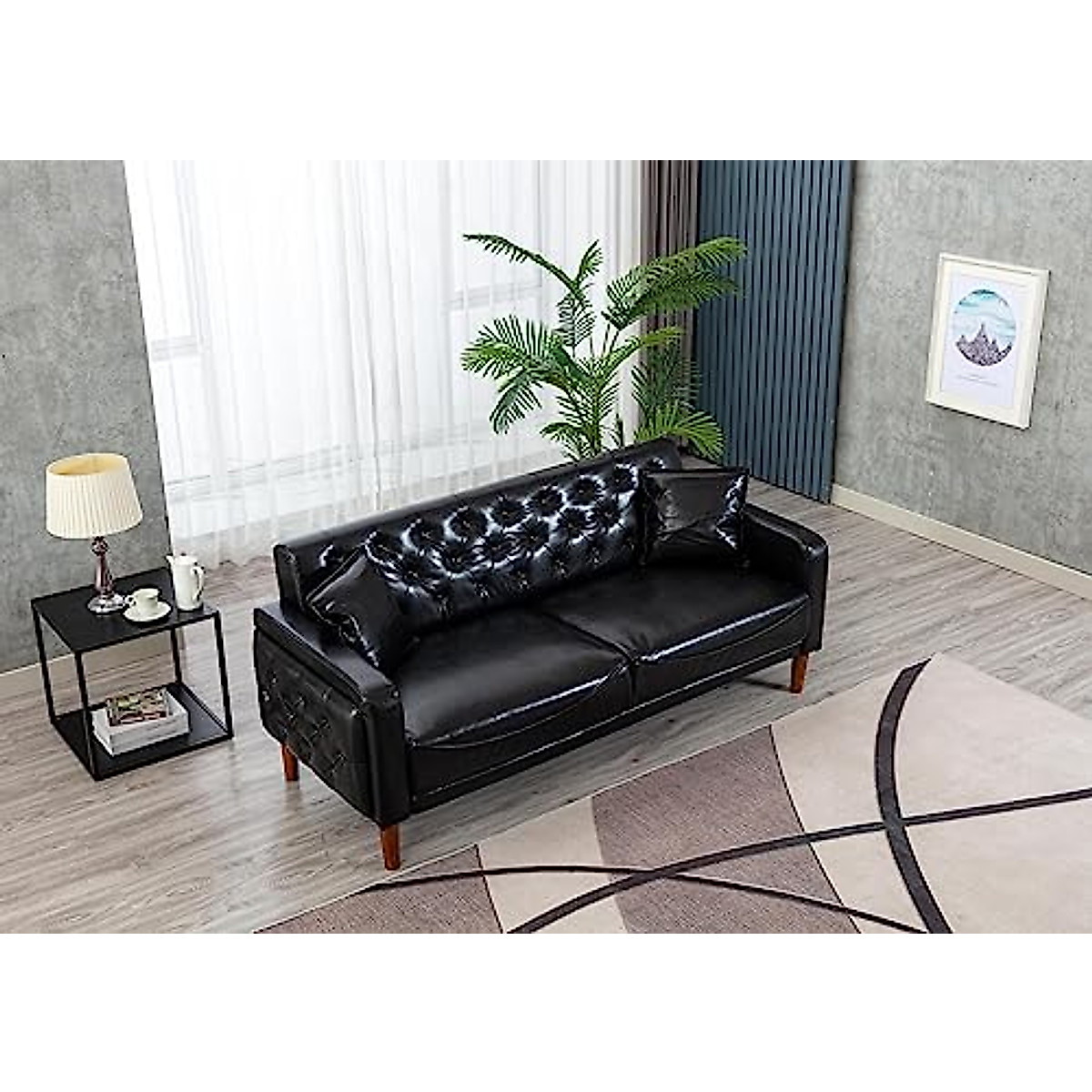 Black PU Waiting Room Chairs Sofa Conference Room Chairs, Office Reception Chairs Waiting Room Bench Guest Chairs, Office Guest Chairs Side Reception Chairs Sofa for Breakroom/Lobby/Events/Church