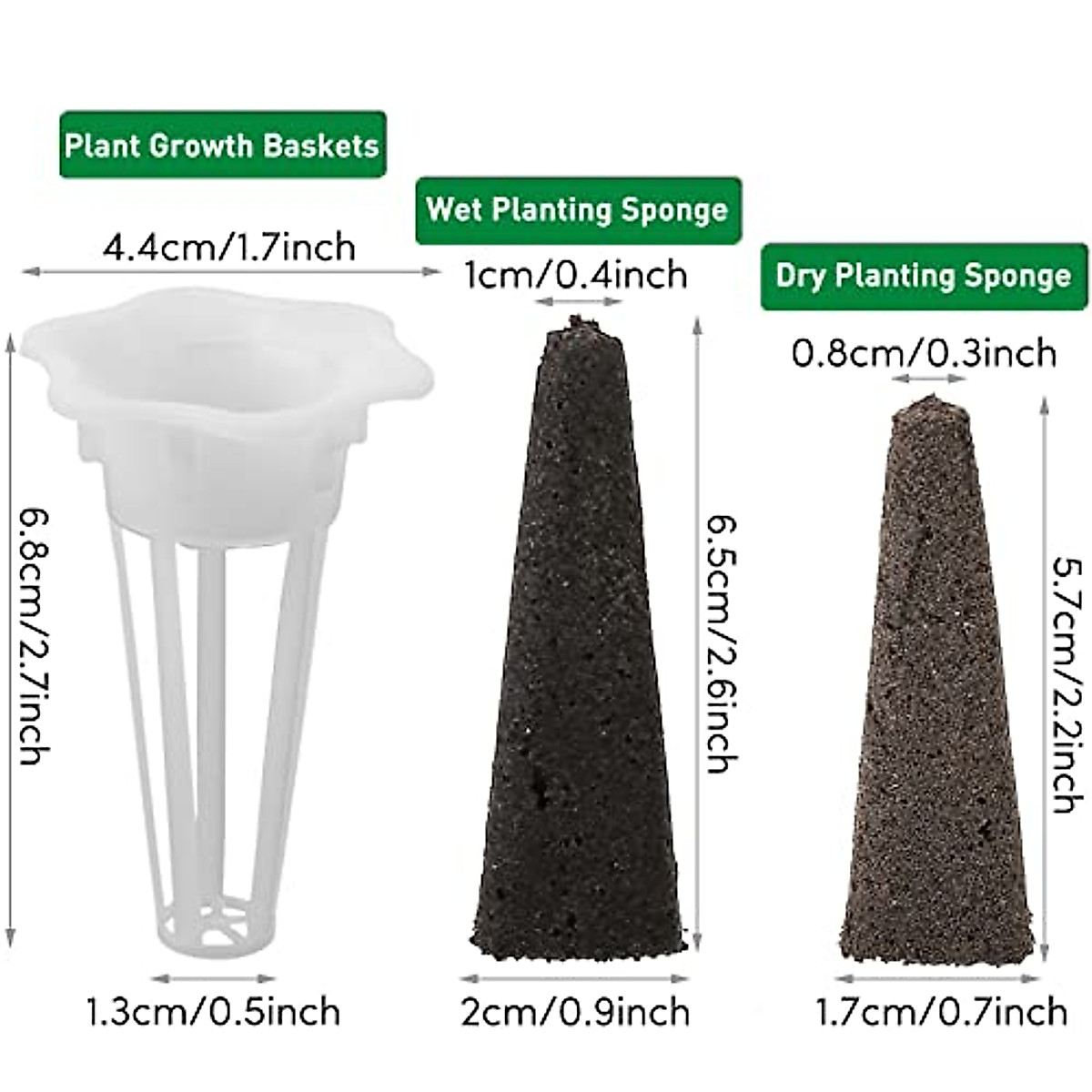 Ufandia Hydroponic Growing Kit, Grow Sponges for Hydroponics Plant Starting Root Growth Kit 50 Pieces Grow Sponges and 50 Pieces Grow Baskets for Indoor Plant Hydroponics System