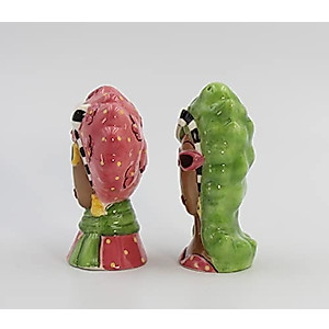 Fine Ceramic Dollymamas African American Black Fashion Lady with Sunglasses Salt & Pepper Shakers Set, 4-3/8" H