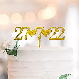 Date Custom Engagement Wedding Caketopper Bride To Be Wedding Party Supplies For Couples Engagement Gifts Gold